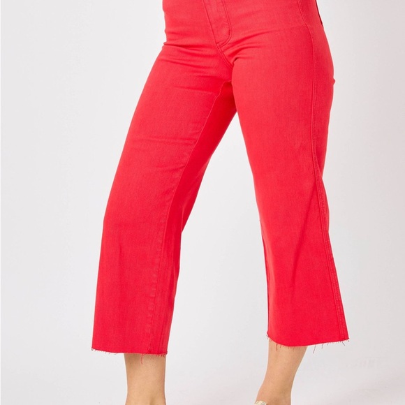 Judy Blue | Jeans | Judy Blue Tummy Control Red Wide Crop Size 3 26 ...